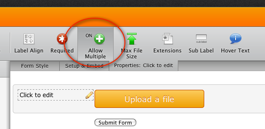 File Upload Button Dropbox Template Form